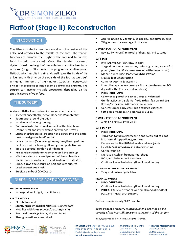 Post Op Flatfoot Stage II Reconstruction July 2020 | PDF | Foot | Ankle