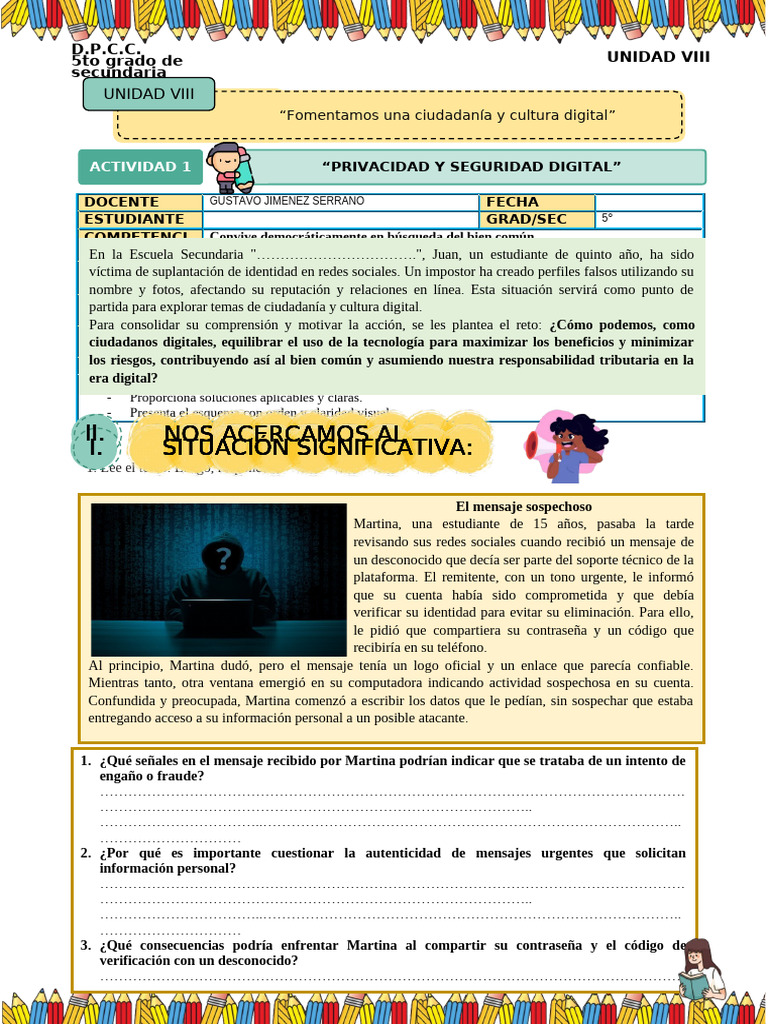 5° DPCC - Actv.01-Uni.8 2024 | PDF | Malware | Contraseña