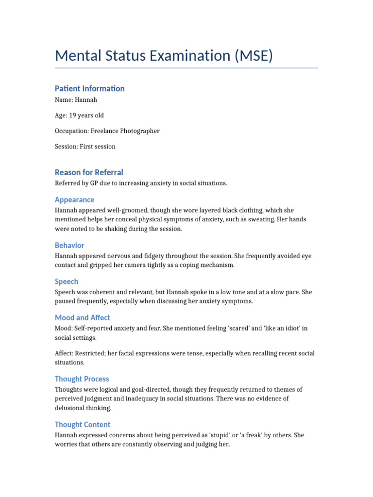 Hannah MSE Report | PDF