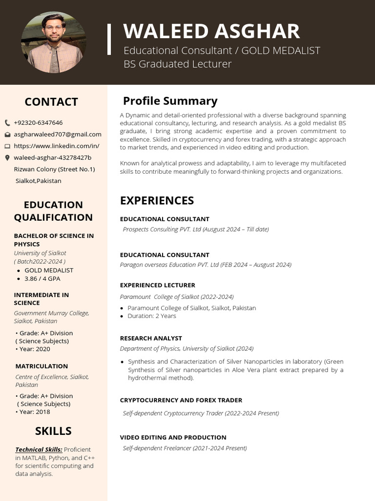 Waleed's CV | PDF | Engineering | Computing