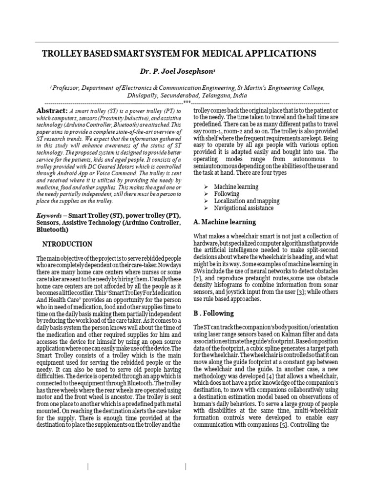 Smart Trolley System for Healthcare | PDF | Computer Network | Robotics