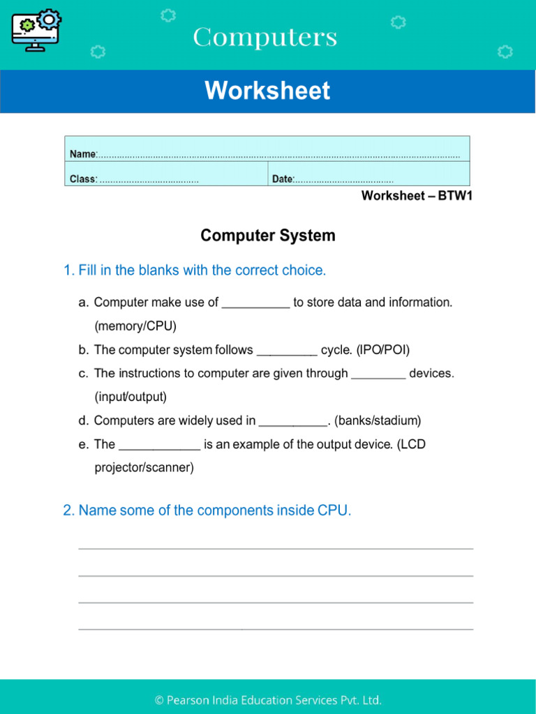 Computer System Worksheet | PDF