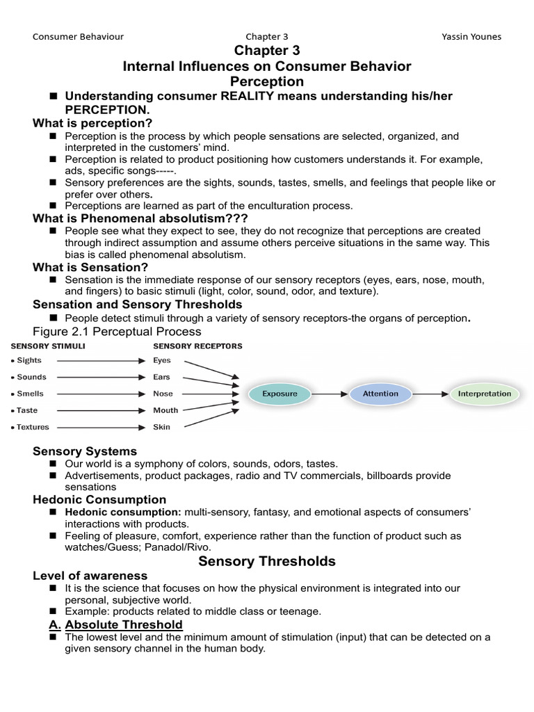 Chapter 3 Consumer Behaviour | PDF | Perception | Senses