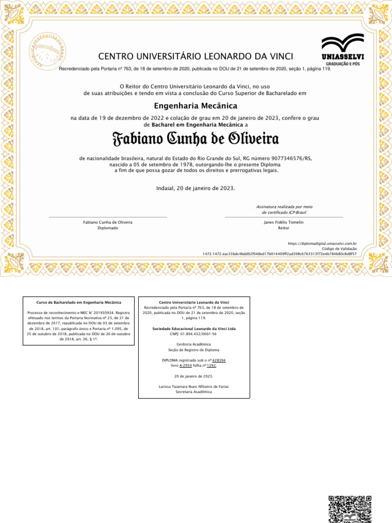 diploma eng mec | PDF | Diploma de bacharel