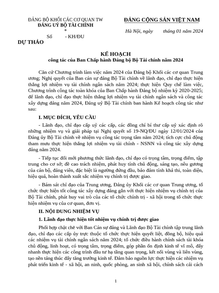 K¿ Ho¡Ch Công Tác - U 2024 | PDF