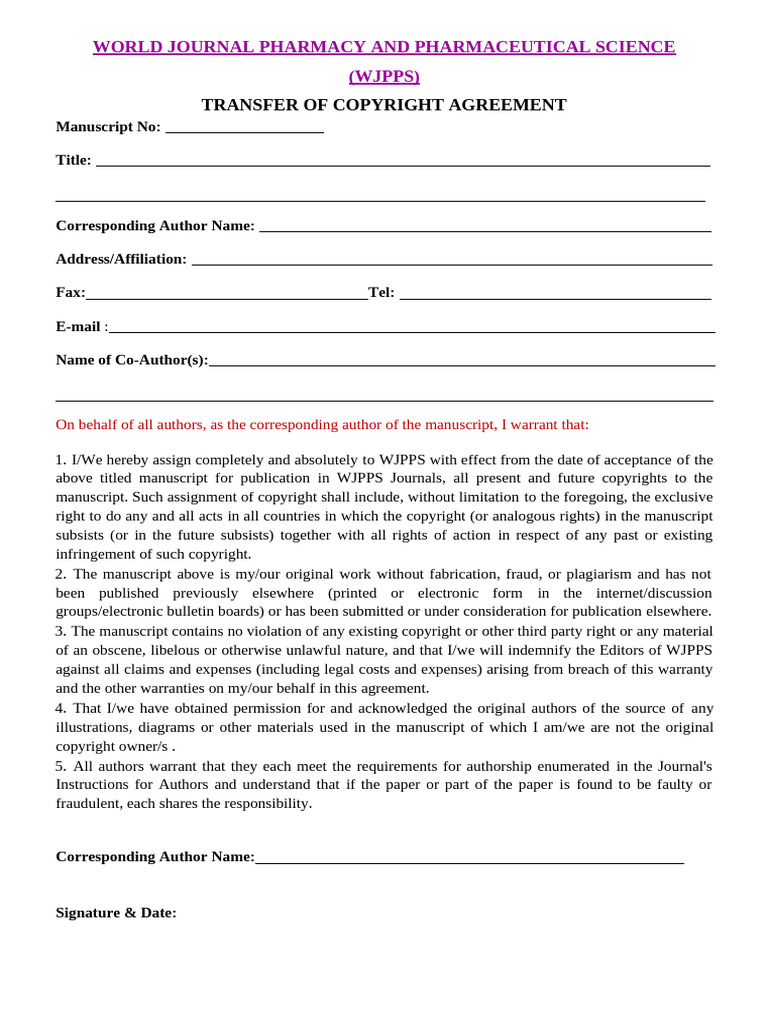 Copy Right Form | PDF