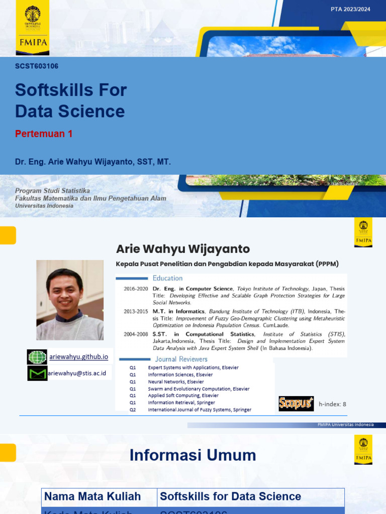 Pertemuan 1 mata kuliah softskill data science UI | PDF
