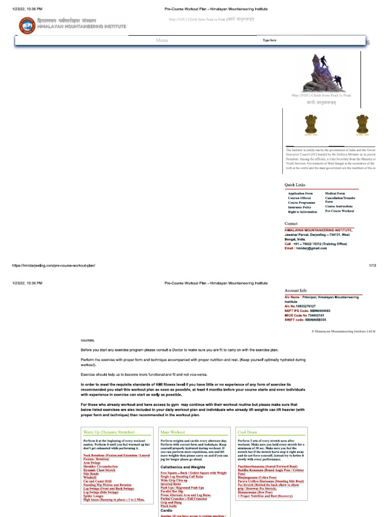 Exercise Plan | PDF