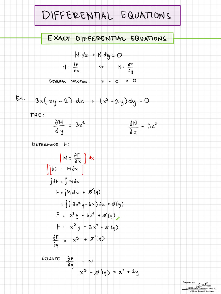 Exact Differential Equations Guide | PDF | Calculus | Equations