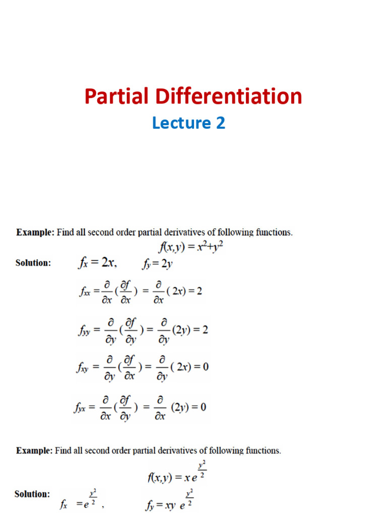 Partial Differentiation Lecture 2 | PDF