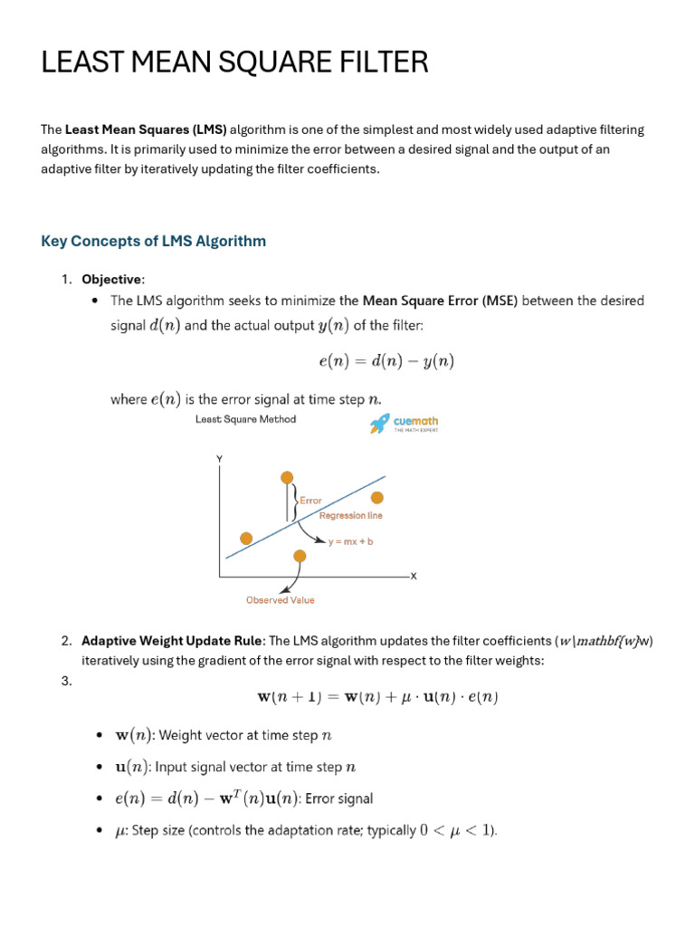 Least Mean Square Filter | PDF | Applied Mathematics | Algorithms