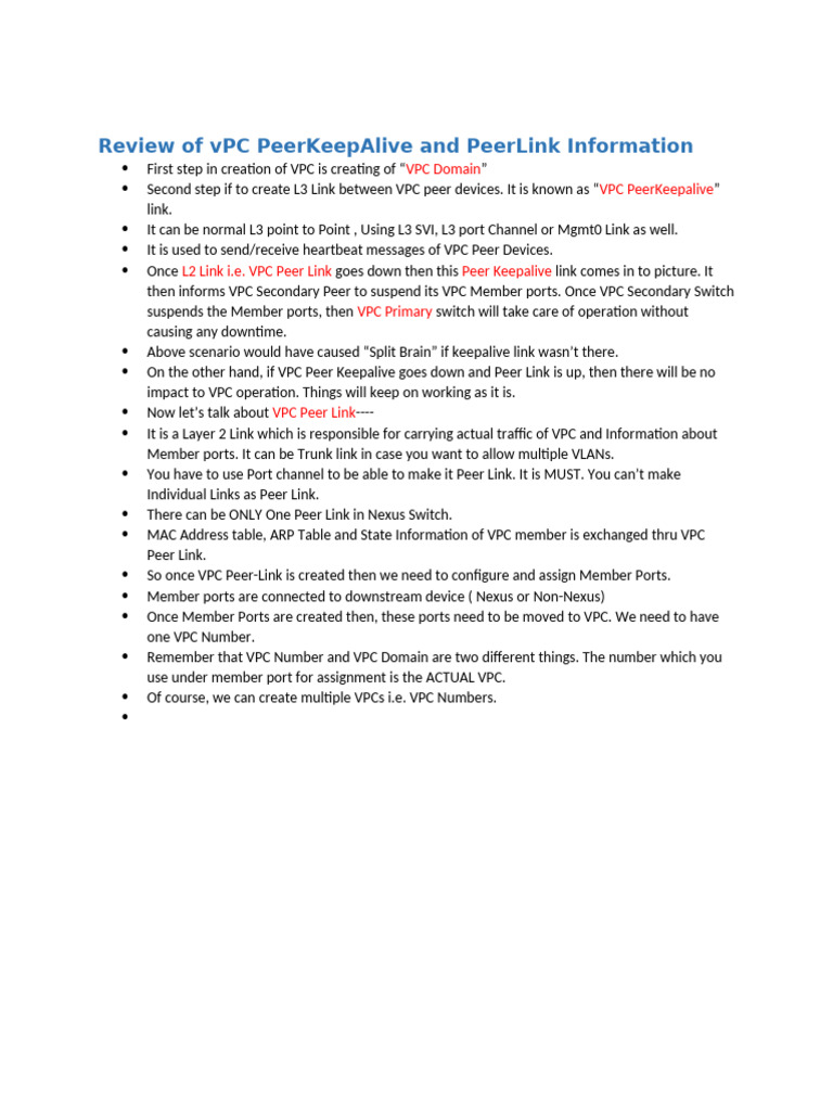 P17.+Review+of+vPC+PeerKeepAlive+and+PeerLink+Information | PDF