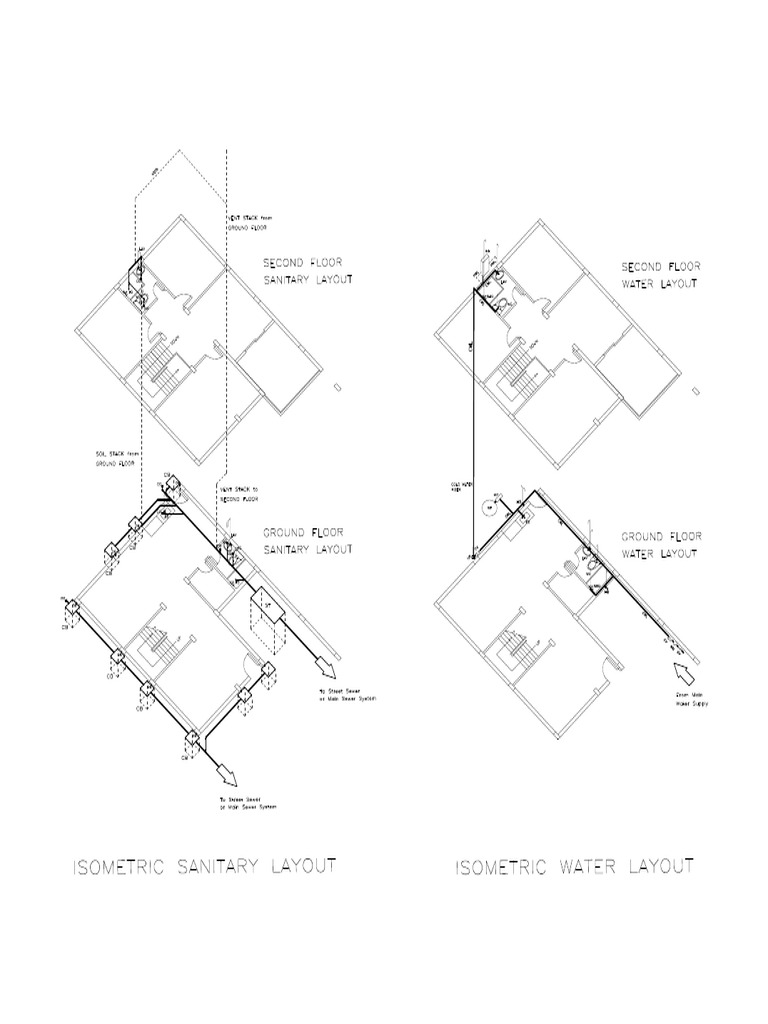 Pl01!5!6 Sanitary and Water Isometric Layout | PDF