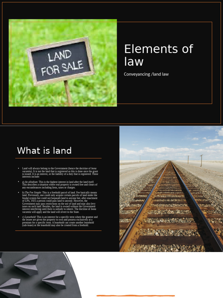 Elements of Law - Conveyancing and Land | PDF | Conveyancing | Real ...