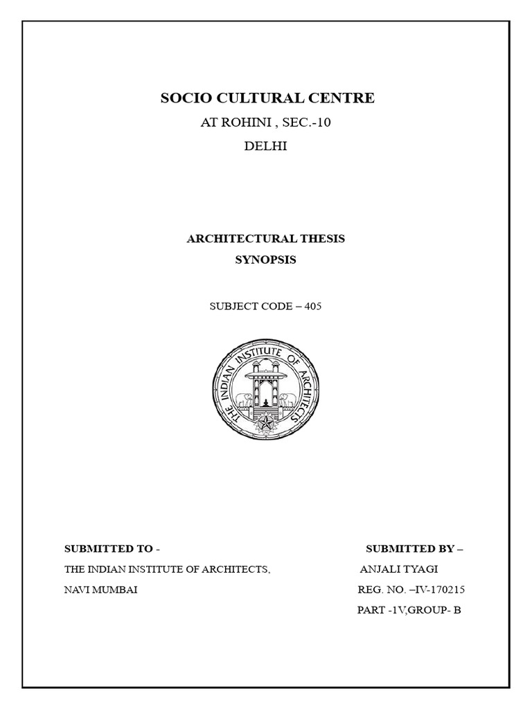 synopsis final(socio cultural centre) | PDF