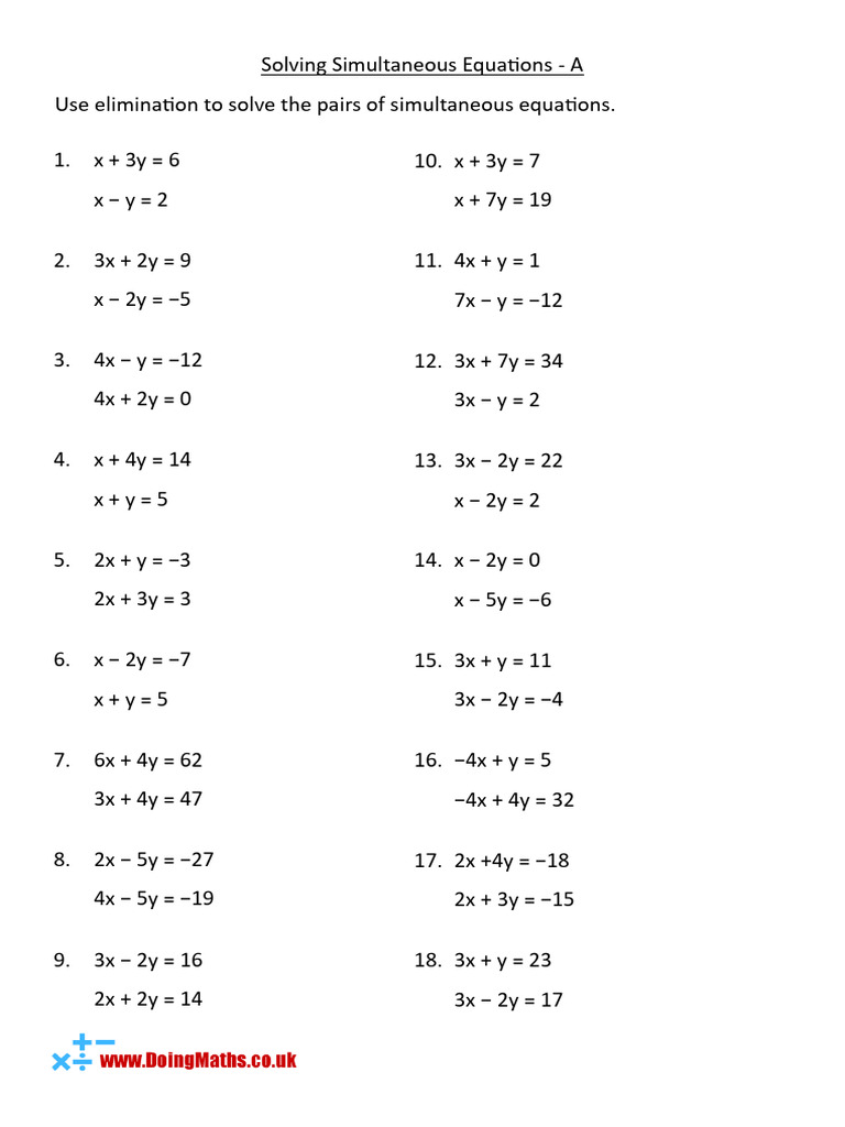 Solving Simultaneous Equations A Pdf 3753