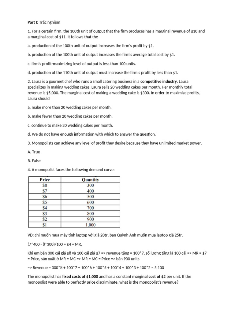 Session 3 - Homework Exercises | PDF | Profit (Economics) | Microeconomics