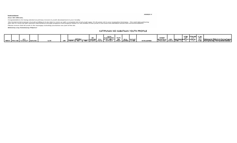 KK Profiling Summary Form | PDF