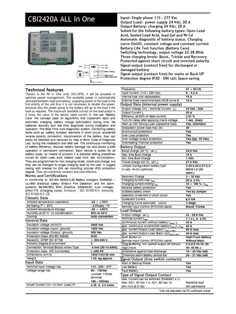 CBI2420A Power Supply & Battery Charger | PDF | Power Supply | Battery ...
