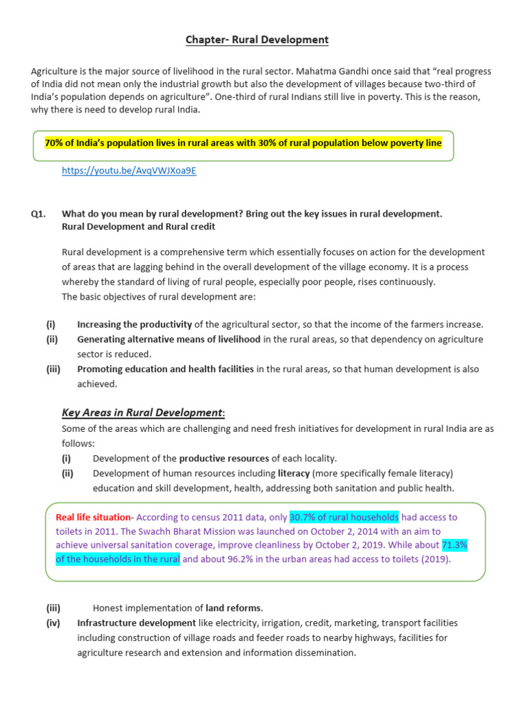 Rural Development Class 12 | PDF | Agriculture | Organic Farming