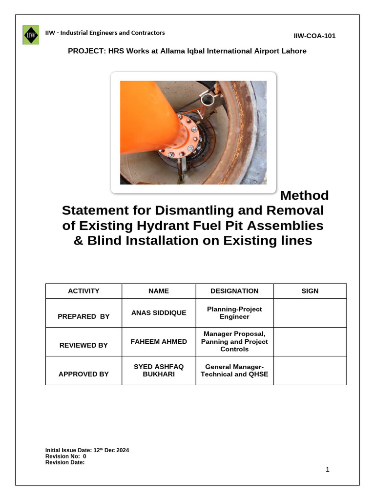 Dismantling and Removal of Existing Hydrant Fuel Pit Assemblies | PDF ...