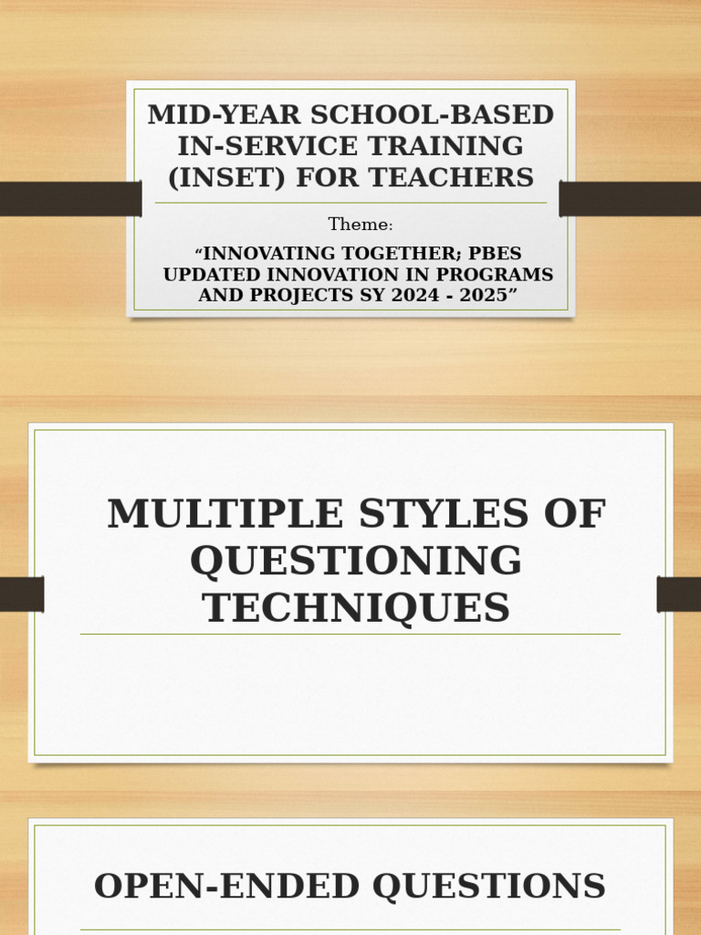Mid-Year School-Based In-Service Training (Inset) - Final | PDF ...