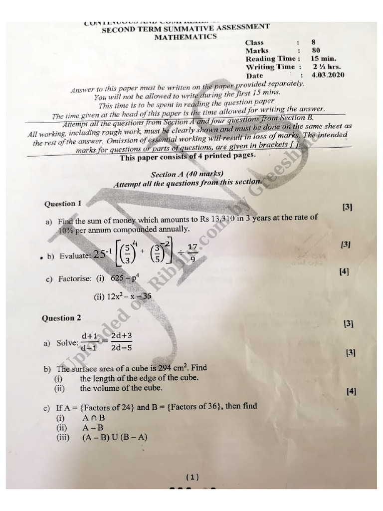 1583433609class - 8 - Maths - Annual - Exam - Question - Paper - 2020 2 ...