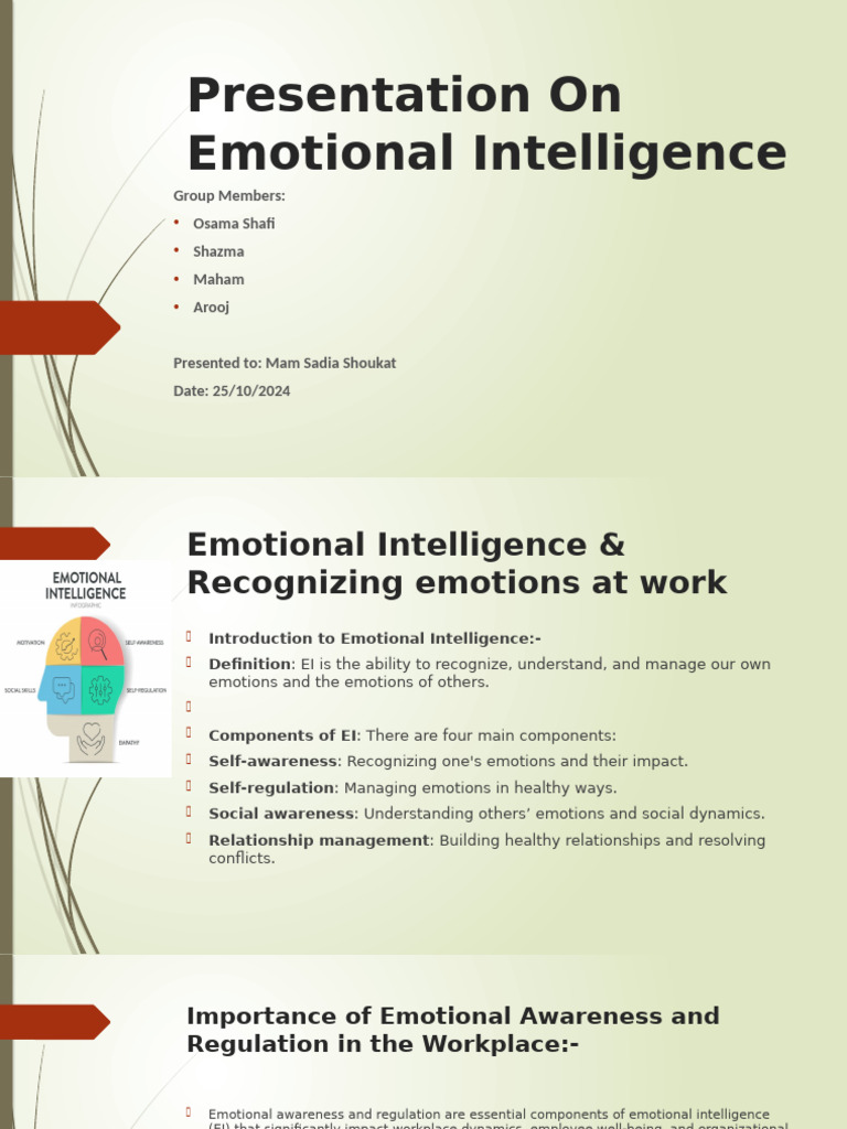 Presentation On Emotional Intelligence | PDF | Emotional Intelligence | Emotions