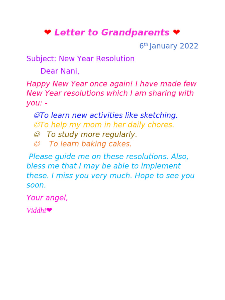 Letter To Grandparents 1 | PDF