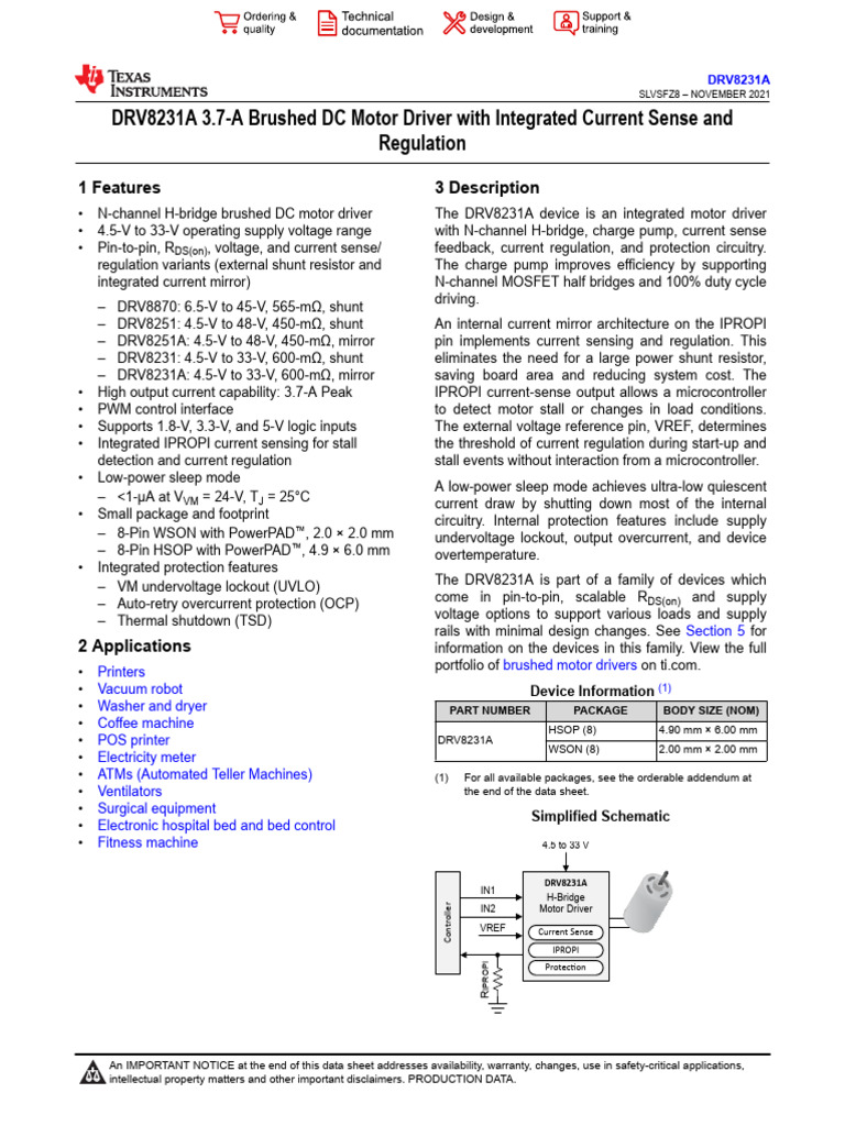 DRV 8231 A | PDF | Electrical Engineering | Manufactured Goods