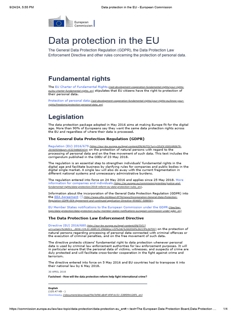 Data Protection in The EU - European Commission | PDF | Information ...
