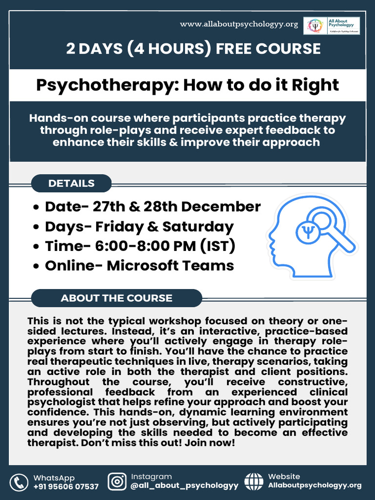 Free Interactive Psychotherapy Course | PDF | Psychotherapy | Clinical ...