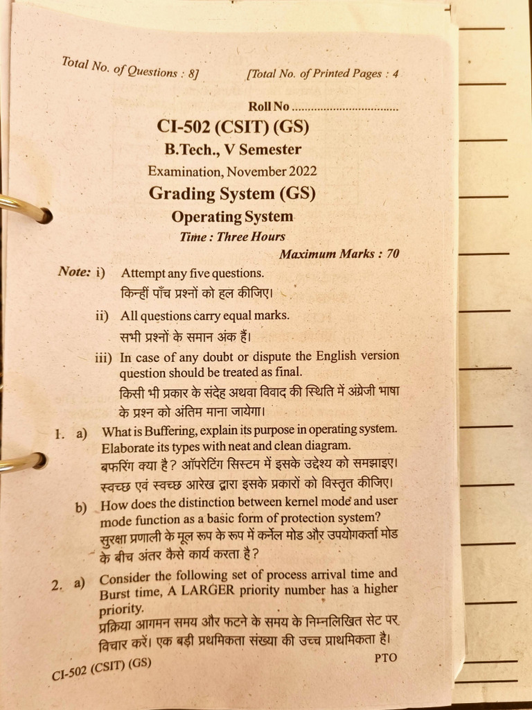 OS PYQ rgpv sem 5 | PDF | Operating System | Scheduling (Computing)