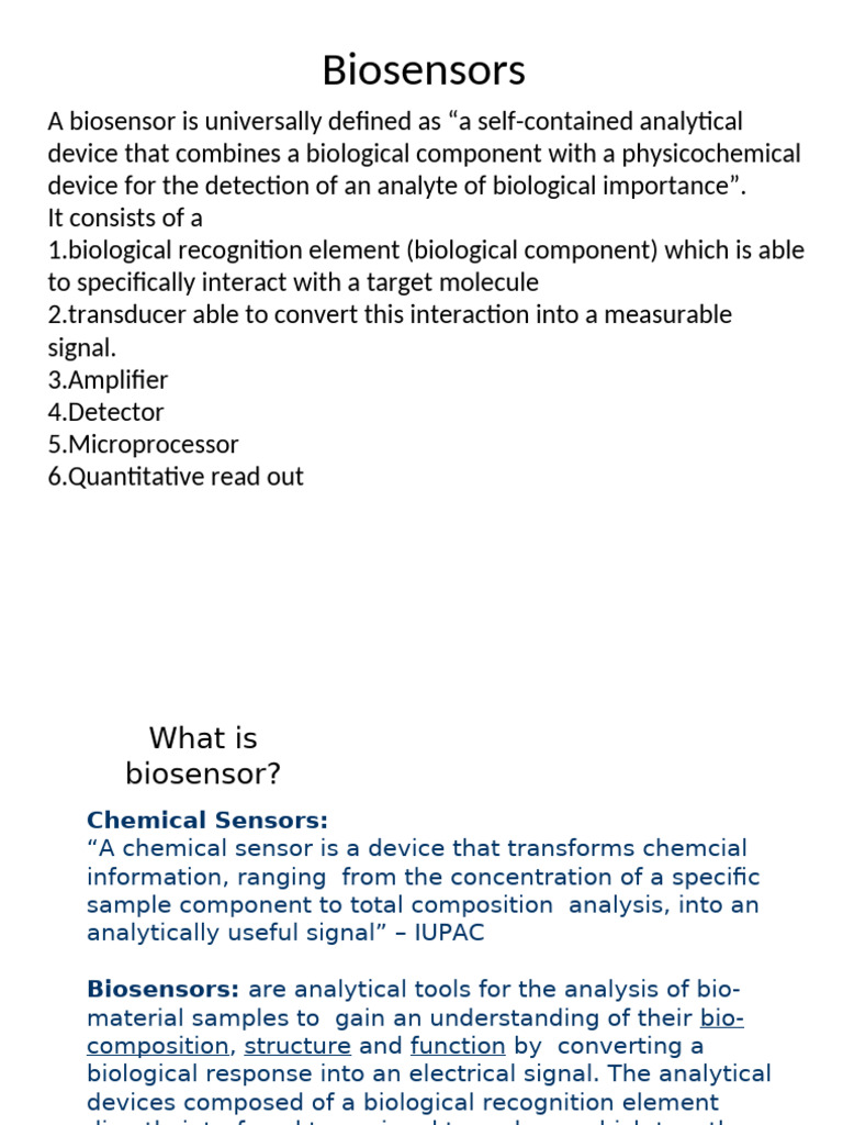 Biosensors Lect 1 April20 Pdf Biosensor Electrochemistry