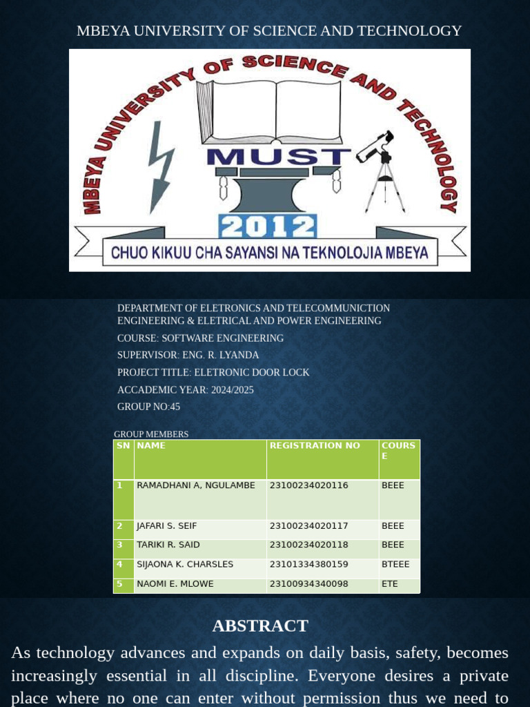 Presentation1_electronic Door Lock Ppt | PDF | Password | Computing