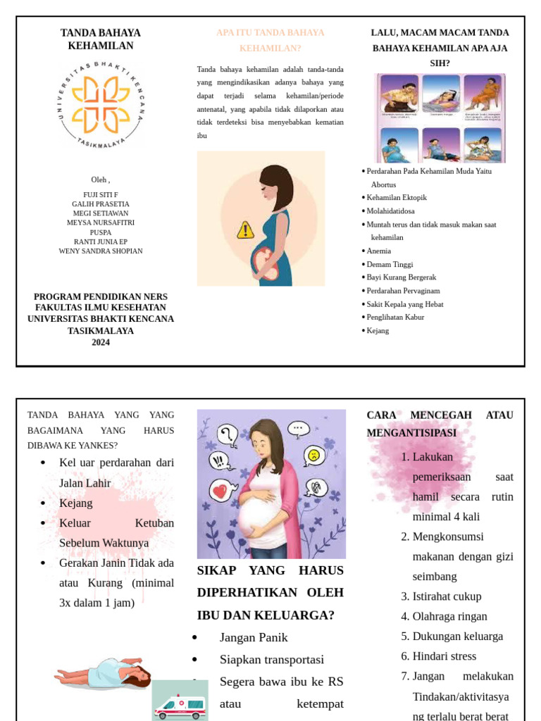 Leafleat - Tanda Bahaya Kehamilan | PDF
