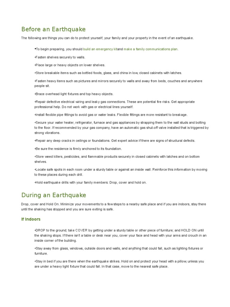 Before An Earthquake: Build An Emergency Kit Make A Family ...