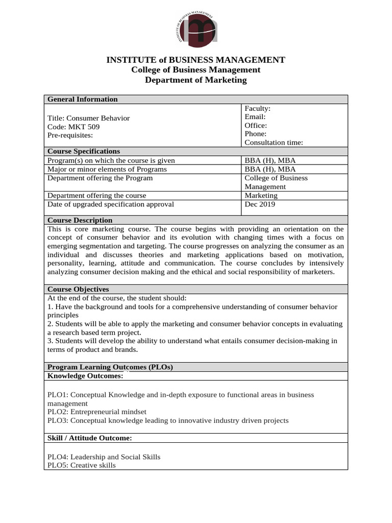 Consumer Behavior Course Overview | PDF | Perception | Consumer Behaviour
