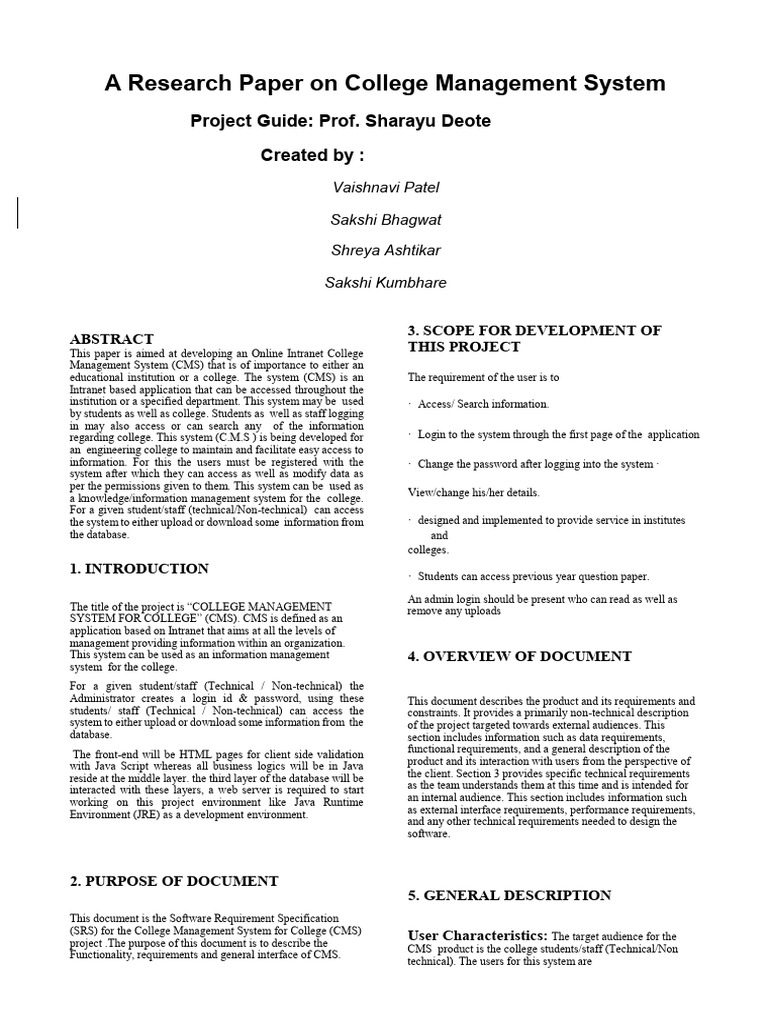 College Management System Overview | PDF | User (Computing) | Java ...