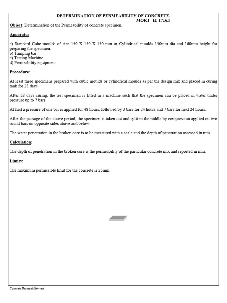 Concrete Permeability Test | PDF