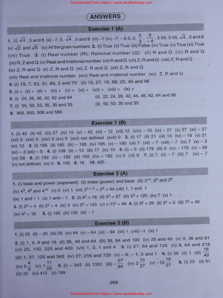 ICSE Class 7 Maths Chapter Exercise Answers | PDF