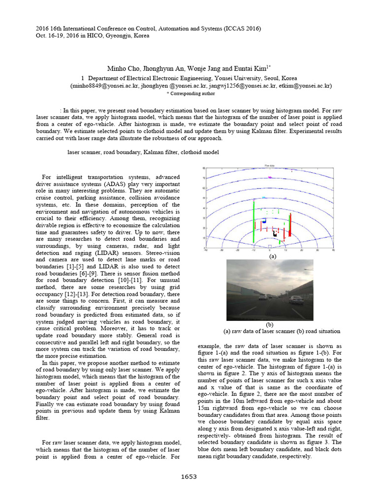 Histogram-Model Based Road Boundary Estimation by | PDF | Lidar | Kalman Filter