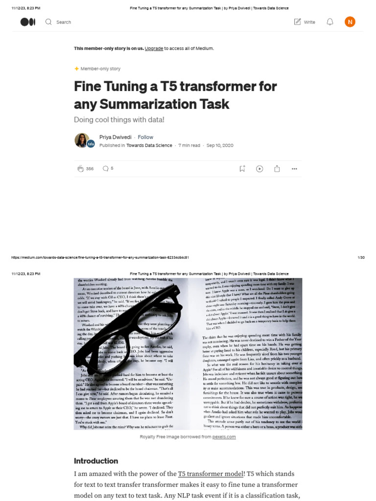 Fine Tuning A T5 Transformer For Any Summarization Task - by Priya Dwivedi - Towards Data ...
