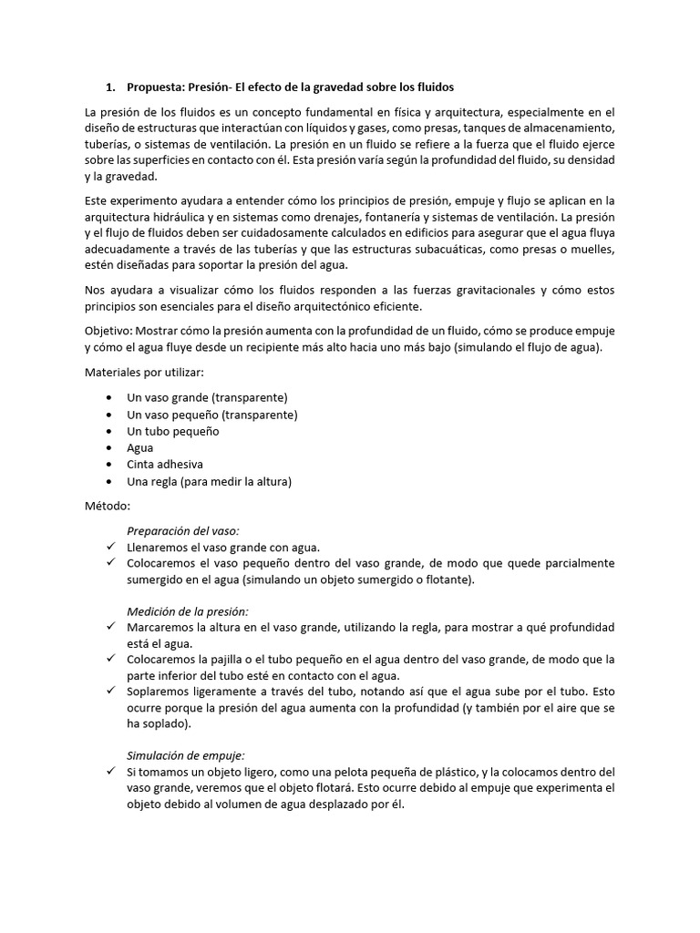 Propuesta Proyecto Final | PDF | Flotabilidad | Volumen