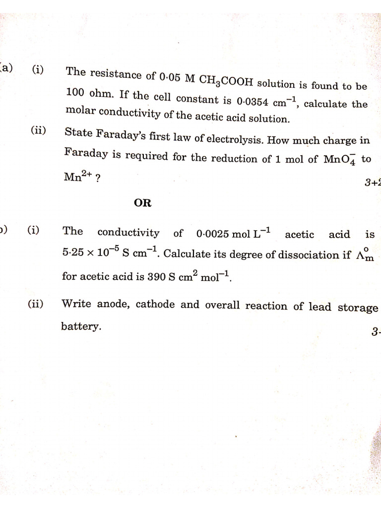Electrochemistry Question | PDF