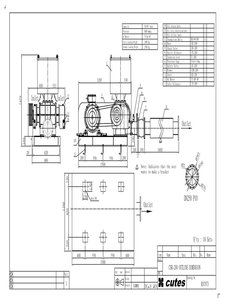 CSR-200 Blower Outline Dimensions | PDF | Gas Technologies | Mechanical ...