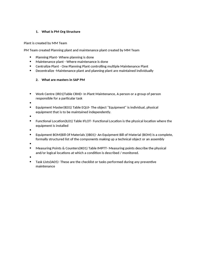 SAP PM Structure and Processes Explained | PDF