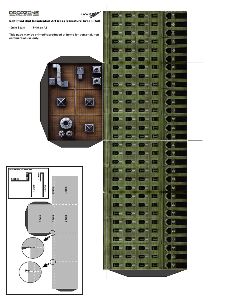 Self-Print 3x2 Residential Art Deco Structure Green A3 | PDF