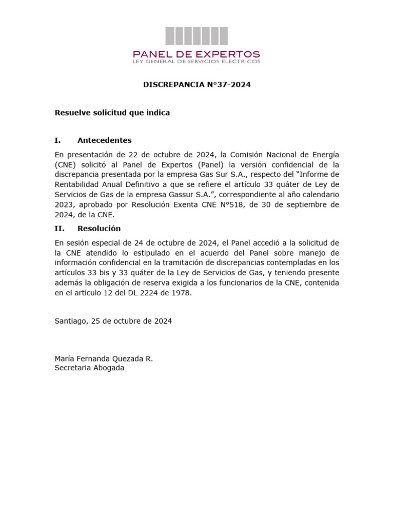 20241025.Panel.Comunicado resuelve solicitud CNE | PDF