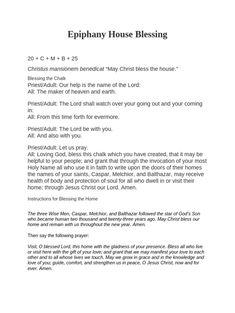 Epiphany House Blessing | PDF